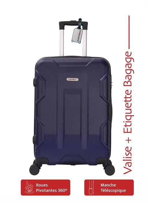 Valise Moyenne Rigide - ADC - 65cm - 4 Roues 360° - 30kg - 65L - Bleu