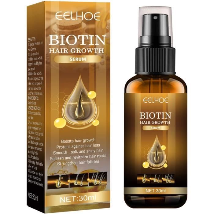 Spray de croissance des cheveux à la biotine, sérum à base de plantes ...