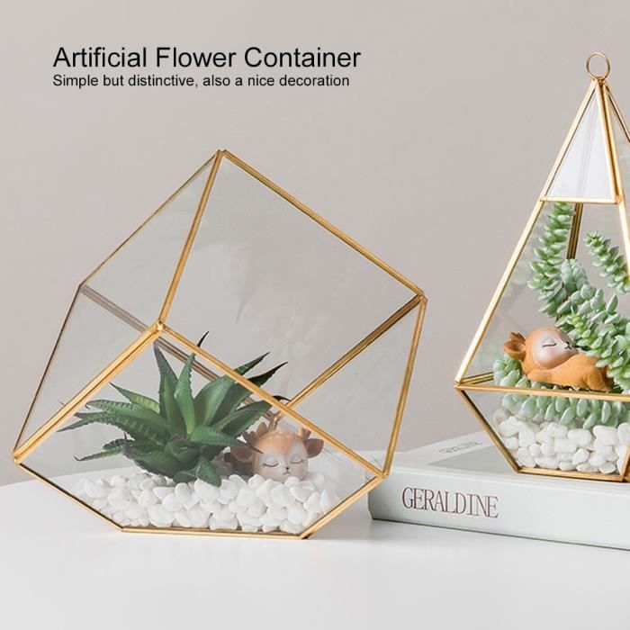 Jardinière en verre géométrique or plantes succulentes récipient ...