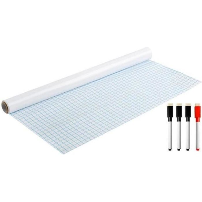 Tableau Blanc Adhésif Autocollant Whiteboard Effaçable 200 x 45 cm + 4 ...