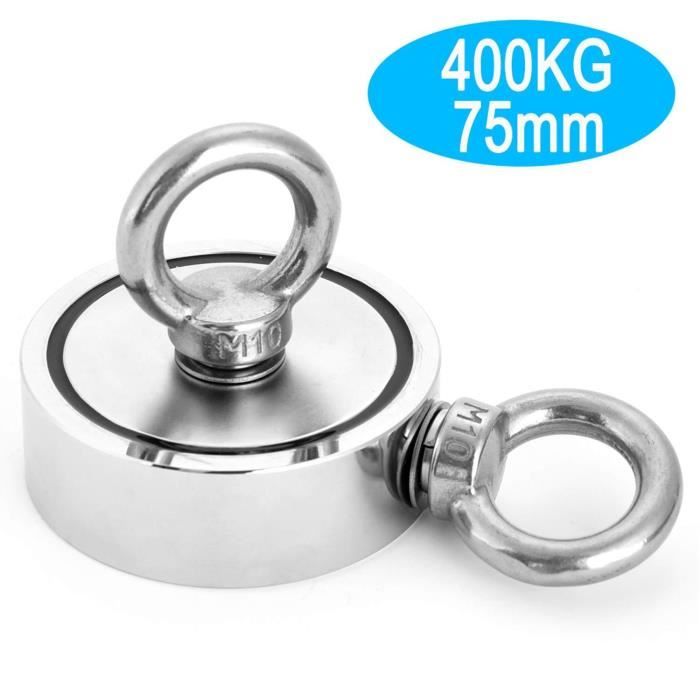 Aimant Double Face Aimant de Pêche Rond en Néodyme Force de Traction ...