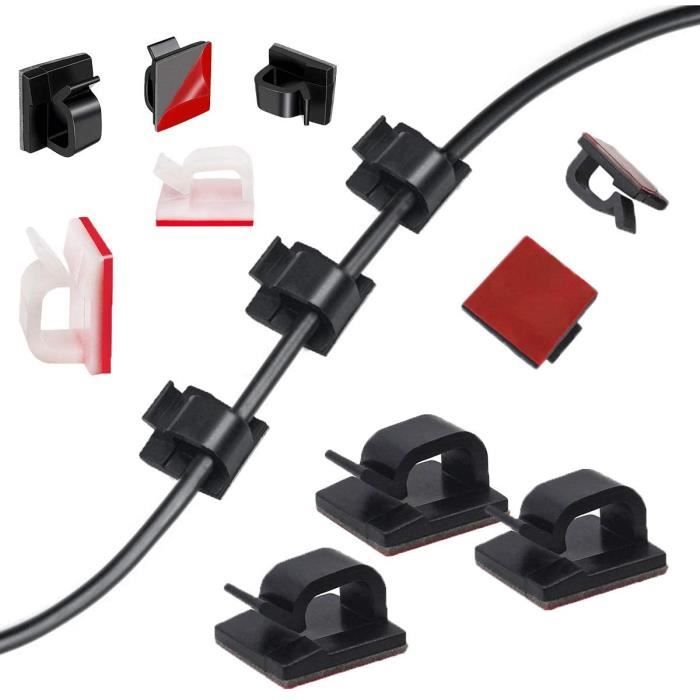 Clips Cable Adhesif, 100 Pièces Mini Cable Management Attache Cable Adhesif, pour Câbles dans ...