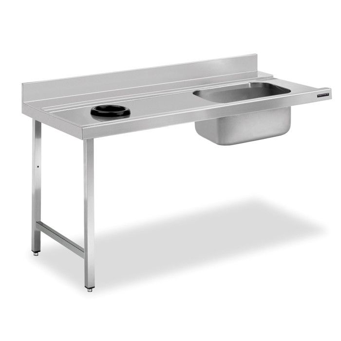 Table de Prélavage Inox avec Trou de Vide-Déchets, Bac à Droite et sans Étagère - Distform ...
