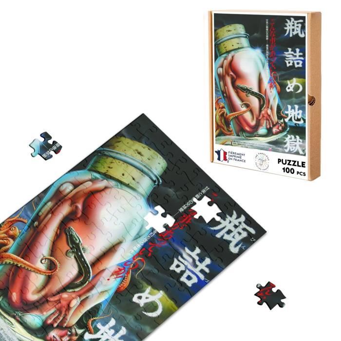Puzzle Classique 100 pièces Hell In A Bottle Japan Bizarre Poster Affiche Bouteille Mer ...