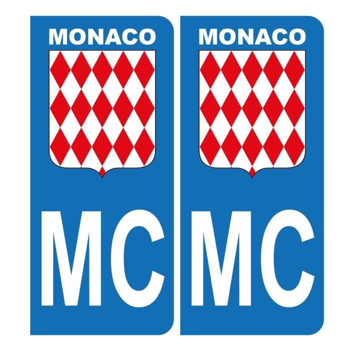 Autocollant Plaque d'immatriculation Voiture MC Blason Monaco ...
