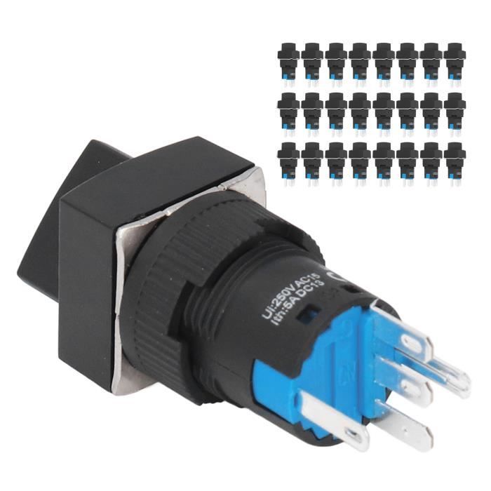 HURRISE Interrupteur de sélection de bouton 25 pièces 16mm carré 5 ...