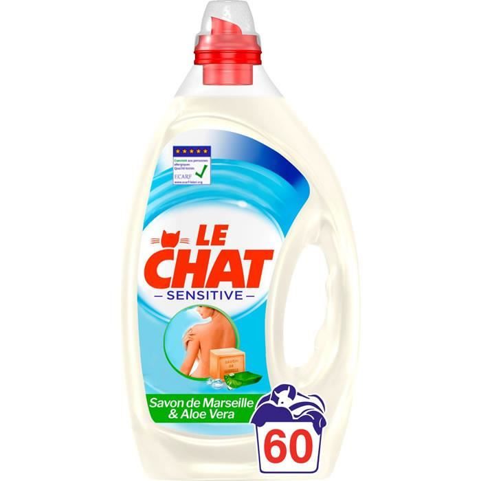 LE CHAT Sensitive - Lessive liquide concentré, lait amande douce 60 ...
