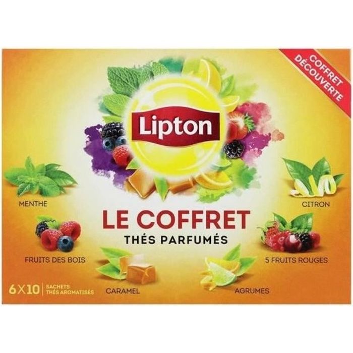 LIPTON Coffret de thés aromatisés - 6 variétés x 10 sachets - Cdiscount ...