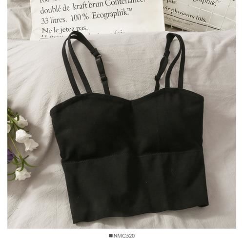 Gilet,Top court de couleur unie, corset avec bretelles spaghetti ...