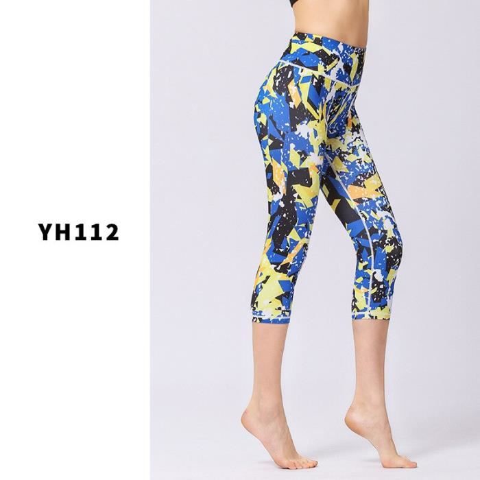 Pantalon de sport,Leggings de Yoga imprimés, taille élastique, pantalon Capri, sans couture ...