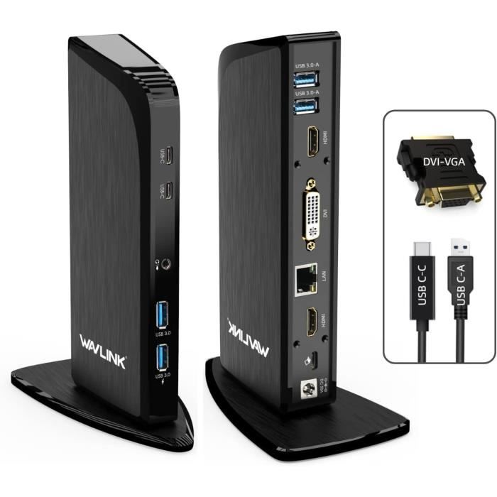 Station D'Accueil 3 Monitors, Usb C-Usb 3.0 Universal Docking Station Displaylink, Avec 4K Hdmi ...