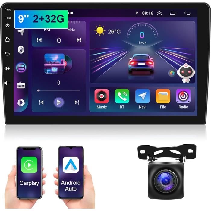 Sans Fil Carplay 2 Din Android 12 Autoradio 7 Pouces Écran Tactile 2 + 32G Voix Réseau Assisté ...
