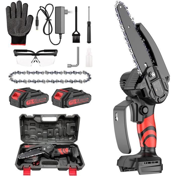 Mini tronçonneuse électrique sans fil de 15,2 cm avec batterie 2 x 2000 ...