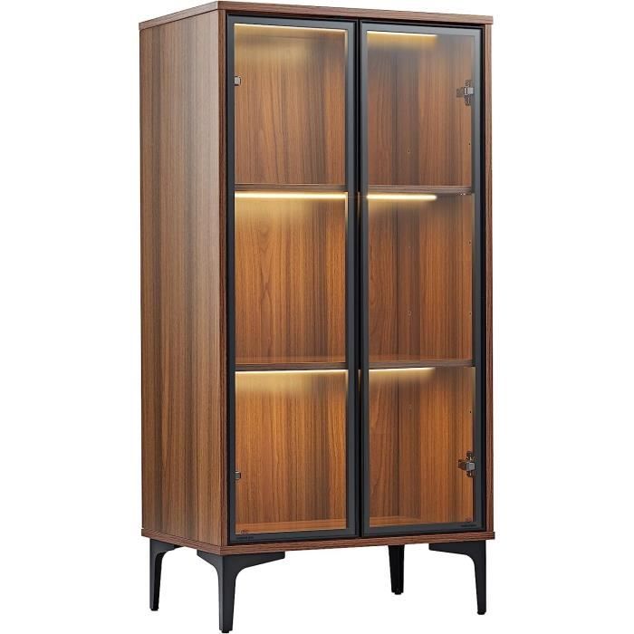 Meuble Curio, Vitrine De Rangement À 2 Étagères Avec Éclairage Led ...