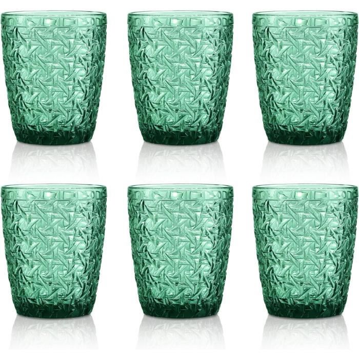 Vert Verre A Eau,Empilable Verres À Boire Gobelet Vintage En Relief ...