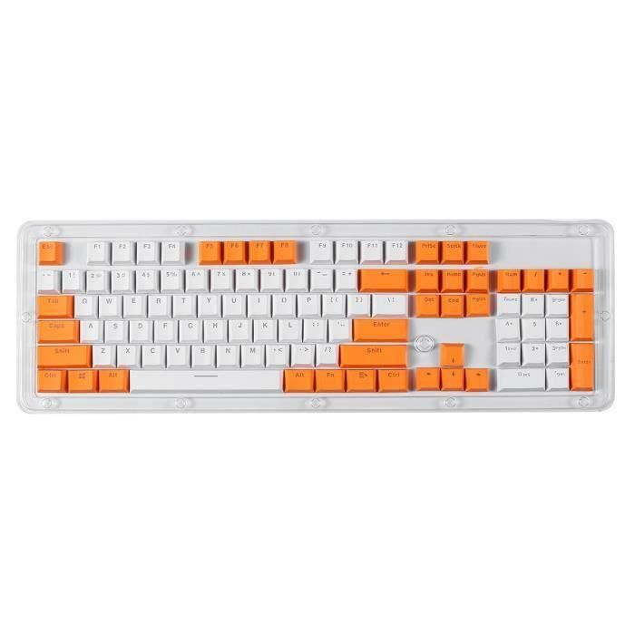 104 Touches de Clavier Mécanique PBT lumière à deux couleurs ORANGE ...