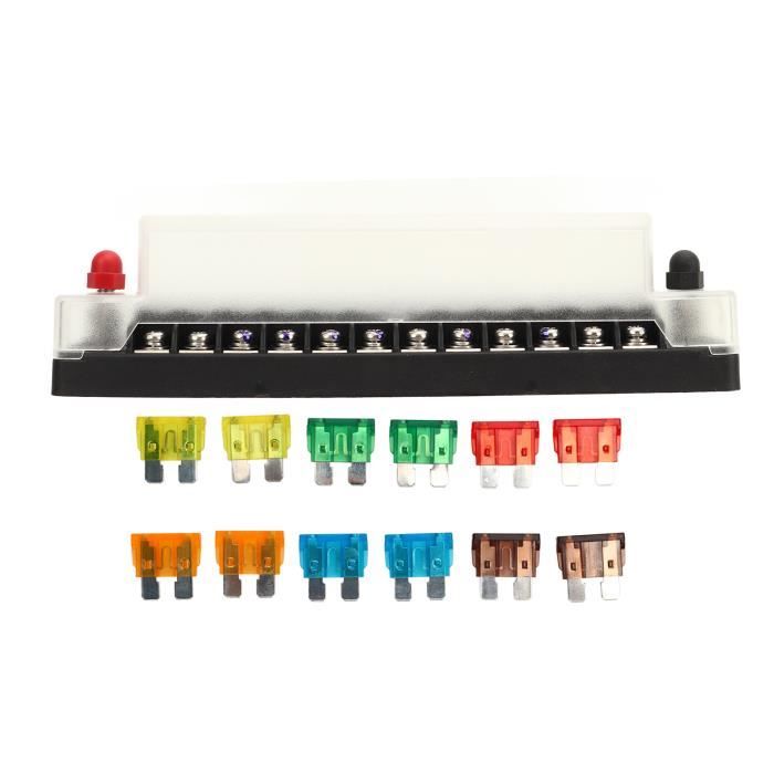 Zjchao Boîte à Fusibles 12 Voies 12 V Bloc De Fusibles à Lame 12 Voies