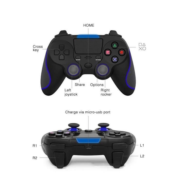 Manette Sans Fil Pour PS4 Bluetooth Gamepad avec double vibration et ...