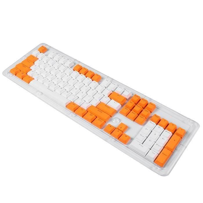 104 Touches de Clavier Mécanique PBT lumière à deux couleurs ORANGE ...