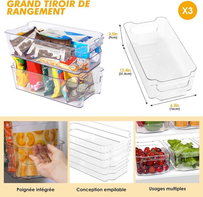 Ensemble de 13 Boite de Rangement Frigo Empilable Rangement Frigo ...