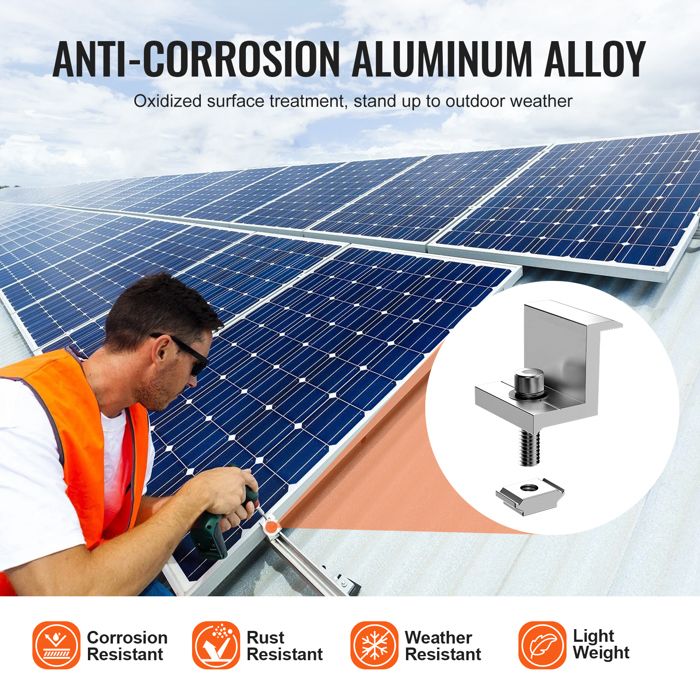 Support de Panneau Solaire-VEVOR-aavec 4 Rails 760 mm, 4 Pinces d ...