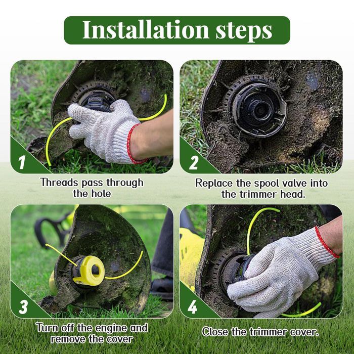 Lot de 4 bobines de fil pour Ryobi RAC119, compatible avec Ryobi RLT3025F/S, RLT3525S, bobine de ...