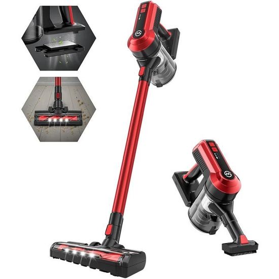 Aspirateur sans Fil 300W-23Kpa, Aspirateur Balai avec Tube de Rallonge ...