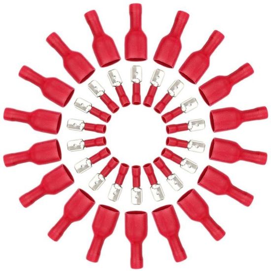 Cosses Electriques100 x Cosse Electrique Plate 6.3 mm Rouge 50x Male et ...