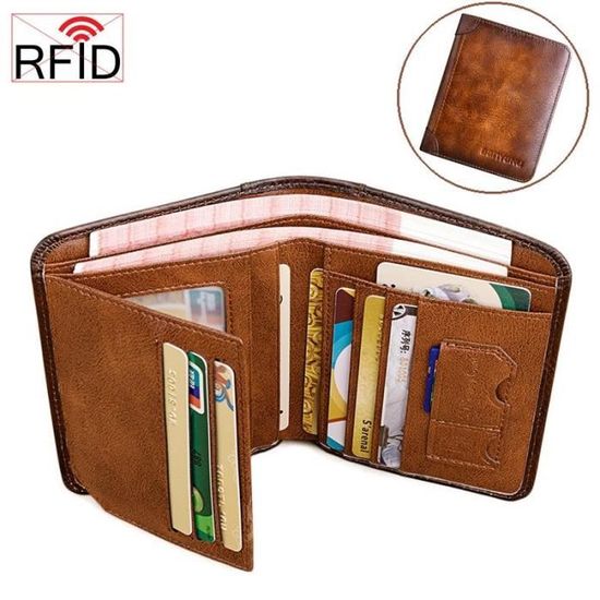 Portefeuille Homme en Real Cuir,Protection RFID Contre le Piratage ...