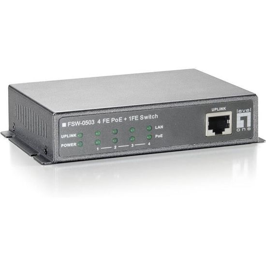 LevelOne FSW-0503Z Switch Ethernet PoE 4 Ports Fast Ethernet + 1 Port ...