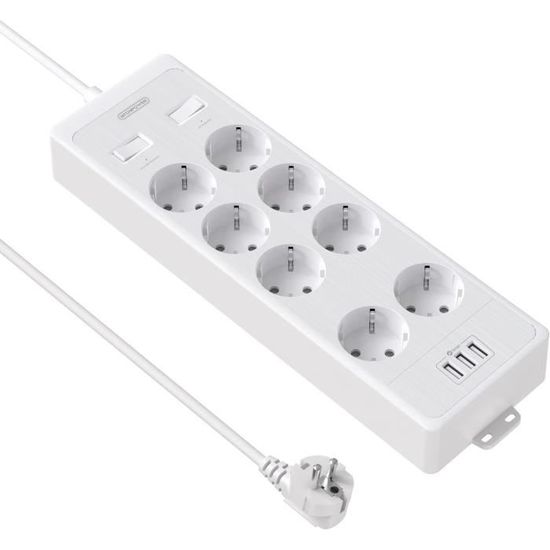 Multiprise USB, prises à large espacement, multiprise à 8 prises avec ...