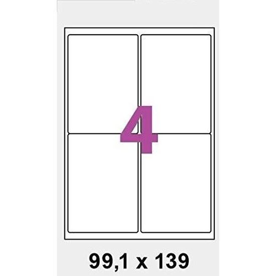 80 étiquettes 99,1 x 139 mm autocollante A6 détachage par l avant, 20 ...