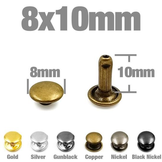 RIVET,8x10mm-Bronze--Double capuchon métallique Rivets, clou rond pour ...