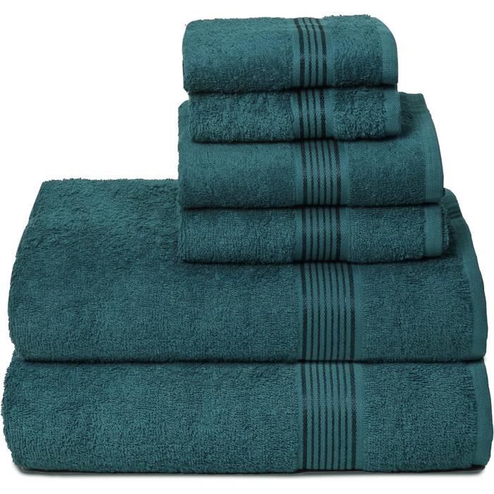 Lot De 6 Serviettes En Coton Ultra Doux, Contient 2 Serviettes De Bain ...