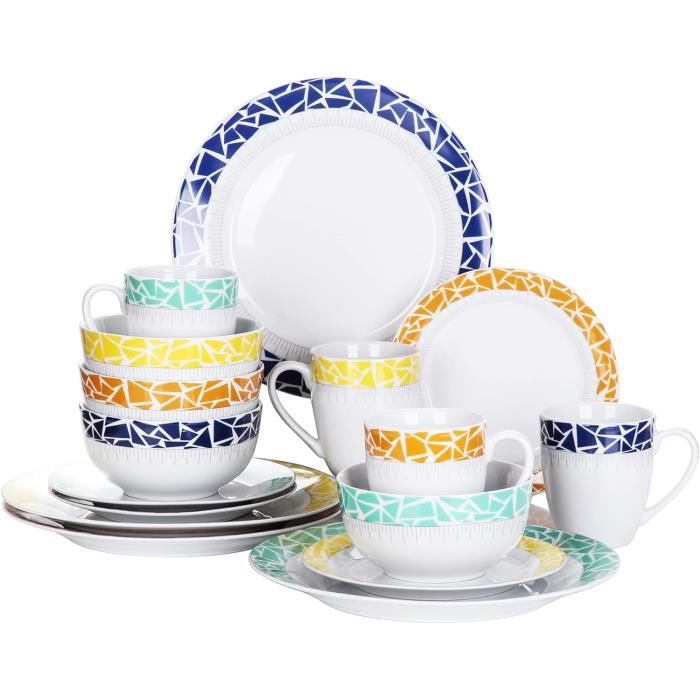 , Série Cecil, Service De Table Complet En Porcelaine, 16 Pièces Pour 4 ...
