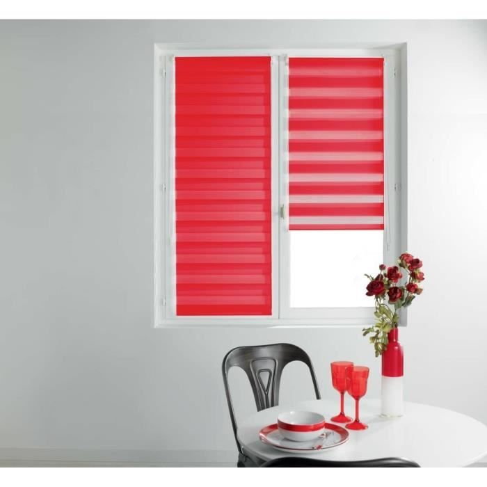 Store Enrouleur 60 x 90 cm Day-Night Rouge[955] - Cdiscount Maison