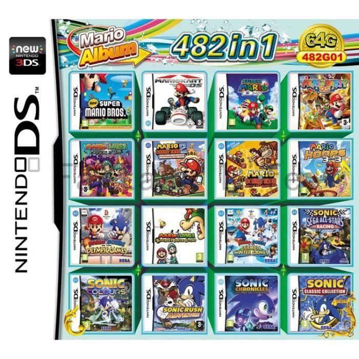 Nouveau 482 en 1 Cartouche de jeu DS Mario Multicart pour Nintendo DS ...