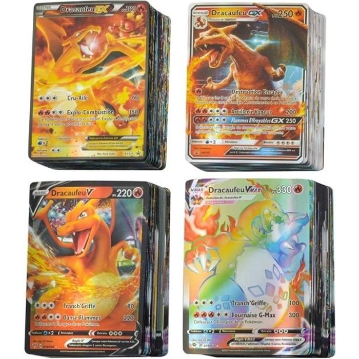 Cartes Pokemon françaises GX EX V VMAX, 100 pièces, entraîneur d ...