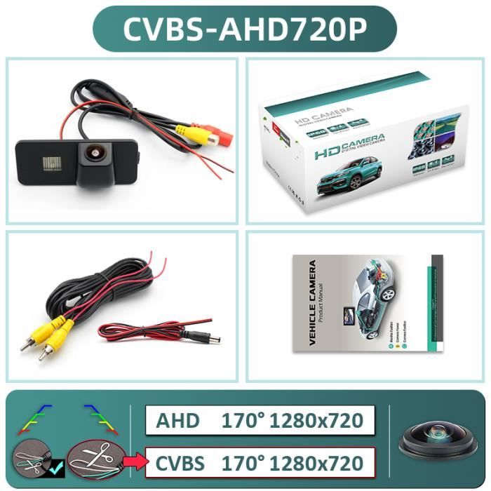 CVBS-AHD720P-170deg - caméra de recul pour voiture, 170 degrés, pour VW ...