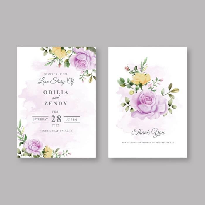 Carte d'invitation de mariage - Personnalisée - Design style 03 - 11 ...