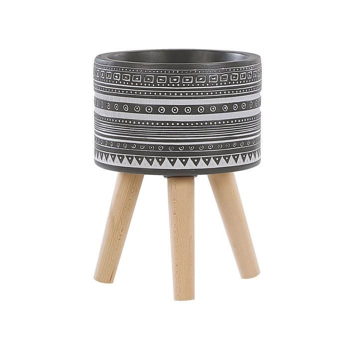 Cache-pot gris avec pieds en bois d 21 cm ARGINIA - Cdiscount Jardin