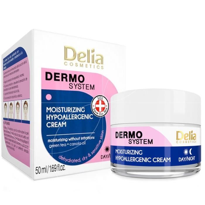 Delia DERMO Crème jour et nuit hydratante pour peaux déshydratée, sèche ...