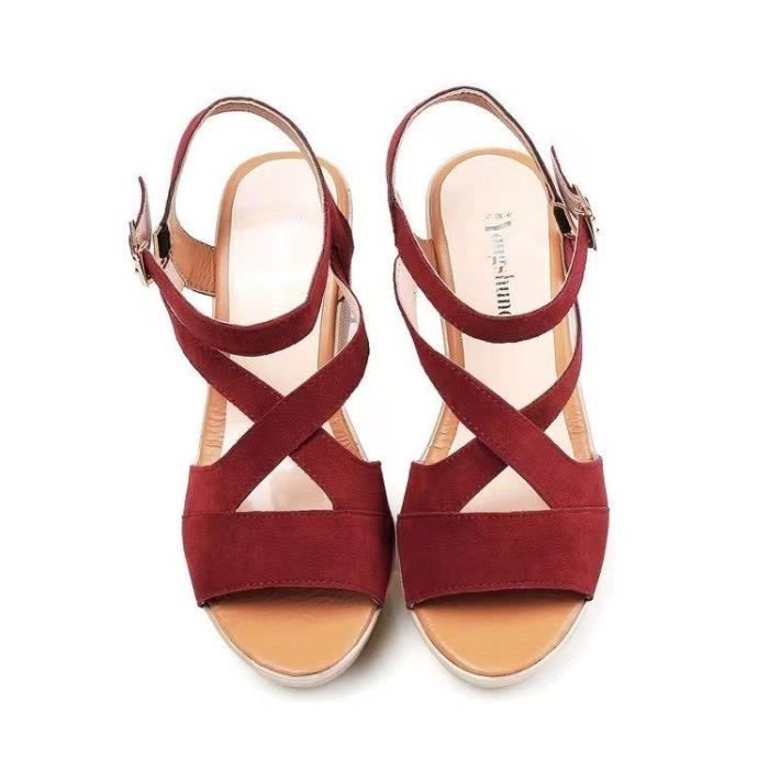 Sandales Femme - INSFITY - Rouge - Talon haut Aiguille - Polyuréthane ...