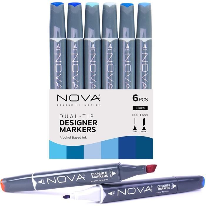 Nova Sketch Markers-Japanese Nibs, Dual Ended, Alcohol Based Ink Broad ...