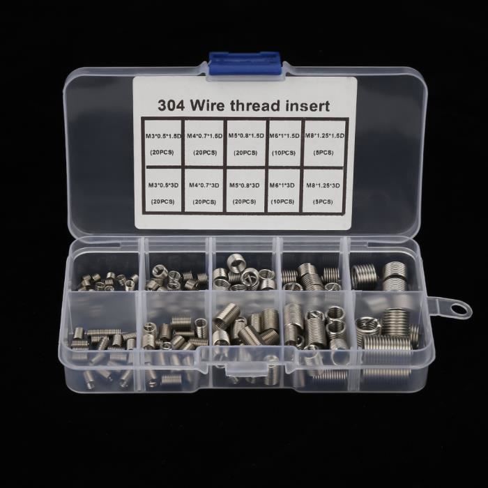 SALALIS Insert de réparation de filetage 150pcs M3-M8 Inserts Filetés ...