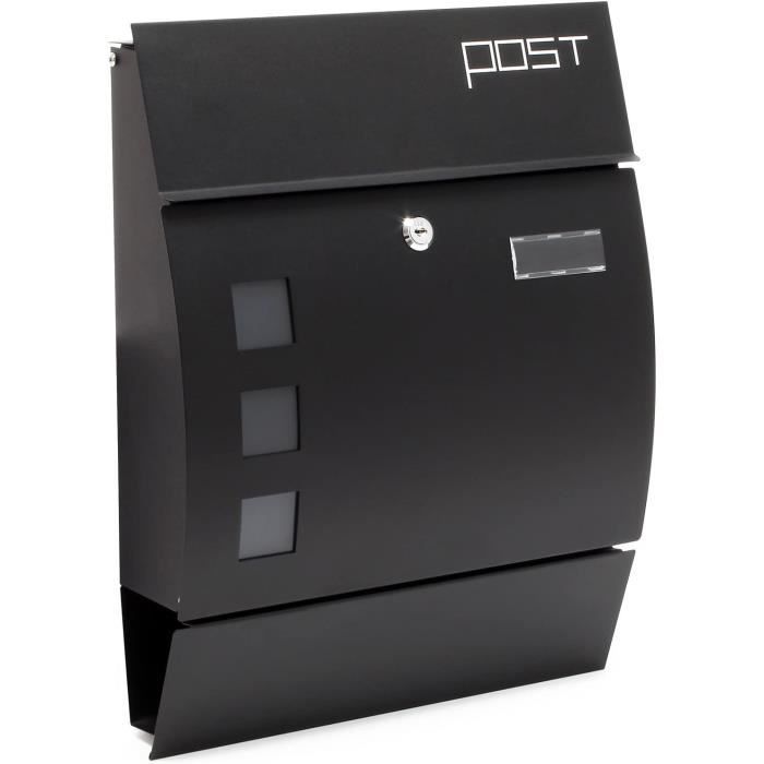 Boite aux Lettres Design Moderne V8 Noire Boite Postale Murale ...
