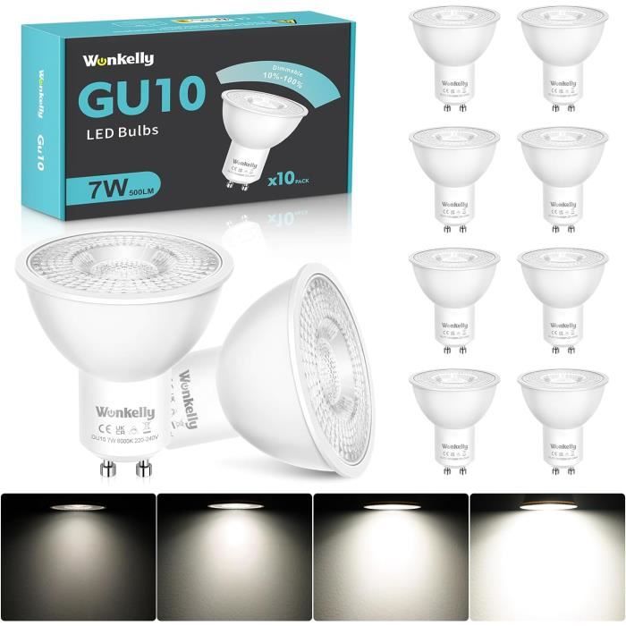 Ampoule GU10 LED Dimmable, Blanc Froid 6000K, 500 Lumens Ampoules LED Spot, 7W équivalent ...
