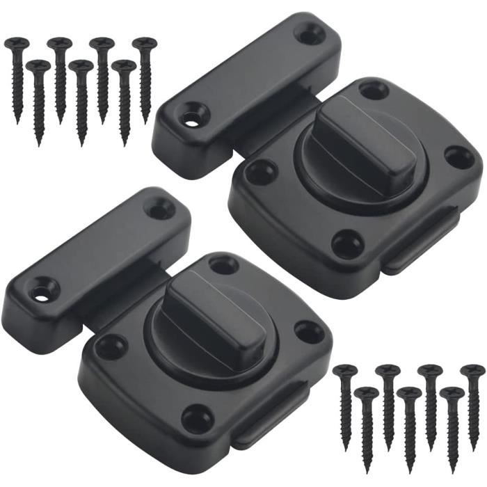 Lot De 2 Loquets De Porte Rotatifs Pour Porte Coulissante - Noir[P327 ...