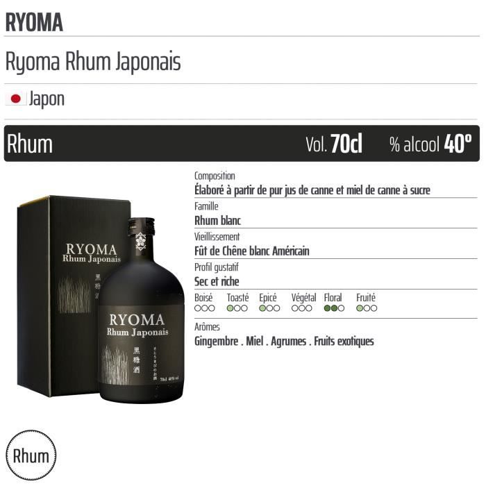 Ryoma Rhum Japonais - Origine Japon - 70cl - La cave Cdiscount