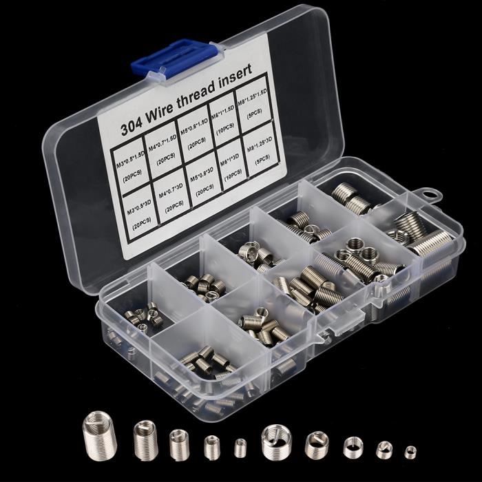 SALALIS Insert de réparation de filetage 150pcs M3-M8 Inserts Filetés ...